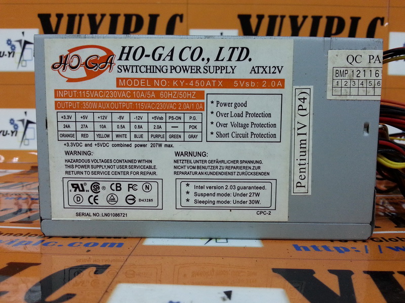 HO-GA KY-450ATX SWiTCHING POWER SUPPLY ATX12V - PLC DCS SERVO Control ...